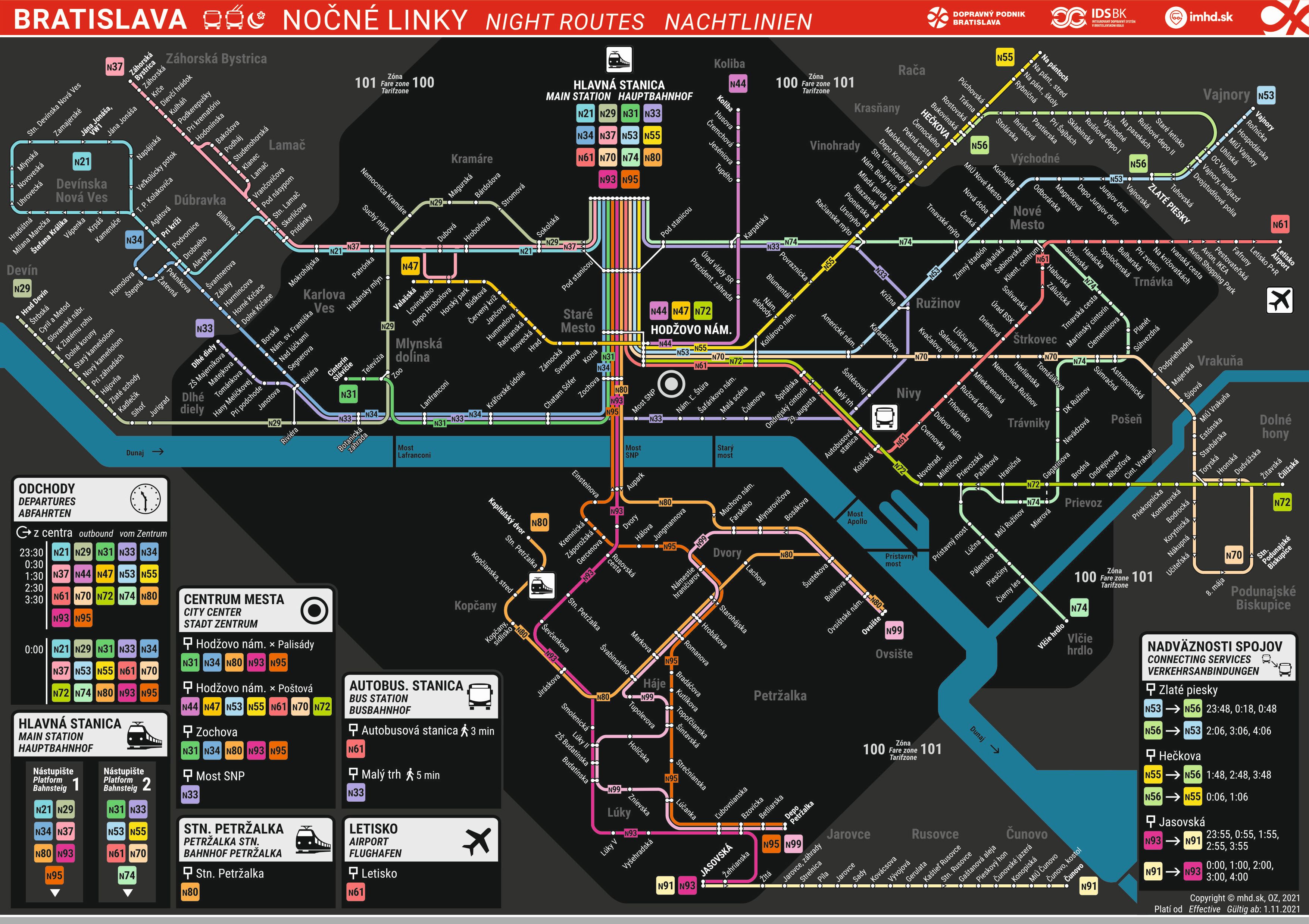 Nočné linky MHD BA - IDS BK